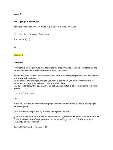 Learn C Pdf Parameter Computer Programming Pointer Computer Programming