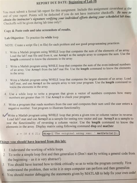 Solved Report Due Date Beginning Of Lab 8 You Must Submit