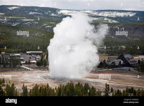 Eruption Of Old Faithful Geyser Usa Wyoming Yellowstone National