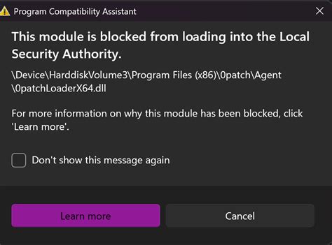This Module Is Blocked From Loading Into The Local Security Authority Message Help Center