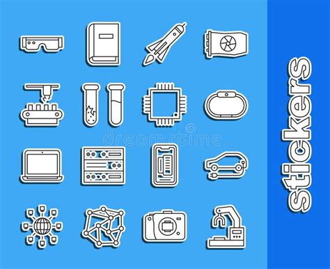 Set Line Robotic Robot Arm Hand Factory Electric Car Smartwatch Rocket Ship With Fire Test