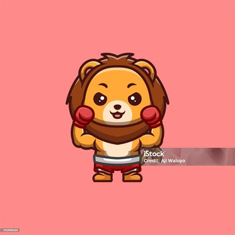 라이온 복서 귀여운 크리에이티브 카와이 만화 마스코트 로고 권투 스포츠에 대한 스톡 벡터 아트 및 기타 이미지 권투 스포츠 사자 Championship Istock