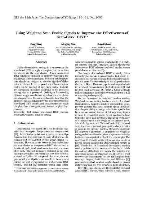 Pdf Using Weighted Scan Enable Signals To Improve The Effectiveness Of Scan Based Bist
