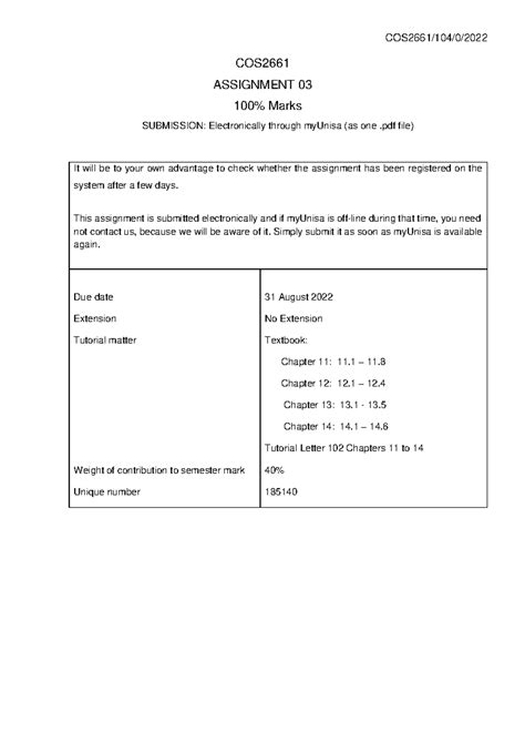 COS2661 Assignment 3 2022 COS2661 10 4 0 202 2 COS ASSIGNMENT 0 3