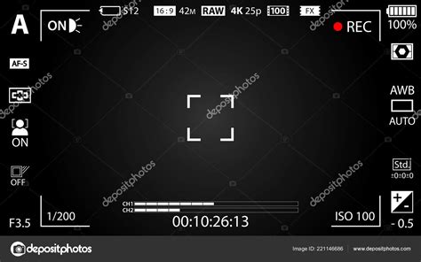 Vignetting 디지털 카메라 뷰파인더 템플릿 뷰파인더 Mirrorless Dslr 카메라 카메라 Stock Vector