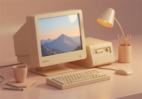 Retro Beige Computer Setup Stock Illustration Illustration Of Monitor 372714380