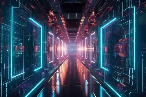 Premium Ai Image Abstract Blue Luminous Technology Space Ai