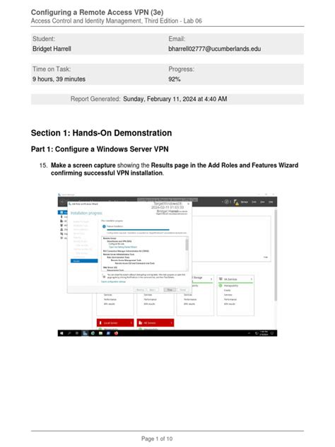 Lab 6 Configuring A Remote Access Vpn 3e Bridget Harrell Pdf Login Software