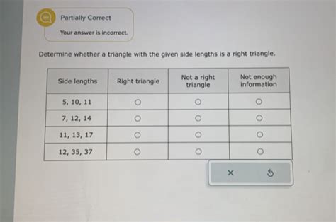 Partially Correct Your Answer Is Incorrect Determine Whether A Triangle With The Given [math]