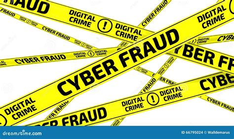 Cyber Fraud Digital Crime Yellow Warning Tapes Stock Illustration Illustration Of Crime