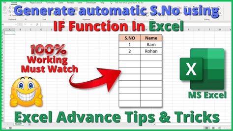Generate Automatic Serial Numbers Using If Function In Excel Excel