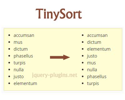 TinySort Javascript Library To Sort HTML Elements JQuery Plugins