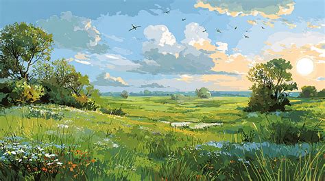 봄 녹색 들판 풍경 오렌지 농토 마을 익은 배경 일러스트 및 사진 무료 다운로드 Pngtree