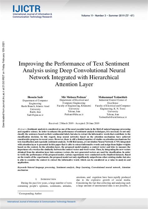 Pdf Improving The Performance Of Text Sentiment Analysis Using Deep