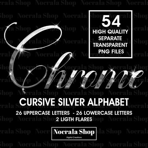 Silver Chrome Cursive Alphabet Clipart Png Clip Art Silver Chrome
