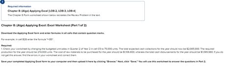 Required Information Chapter 8 Algo Applying Excel