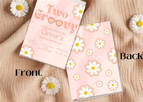 Two Groovy Second Birthday Invitation Etsy