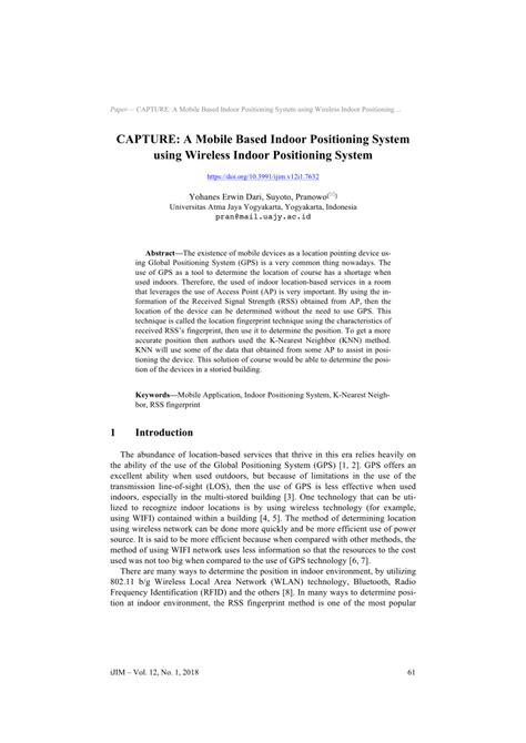 Pdf Capture A Mobile Based Indoor Positioning System Using Wireless