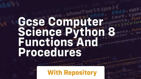 Gcse Computer Science Python 8 Functions And Procedures Youtube