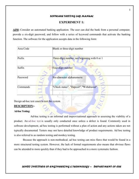 Testing Lab Manual Testing Lab Manual Sqa Pdf