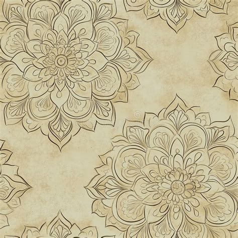 Seamless Floral Boho Digital Paper With Hand Drawn Patterns Vintage