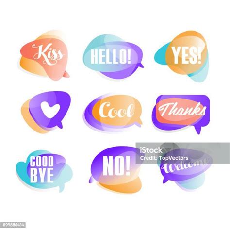 짧은 문구 세트와 다채로운 투명 연설 거품 거품 풍선 벡터 일러스트 개념에 대한 스톡 벡터 아트 및 기타 이미지 개념 기포 날씨 Istock