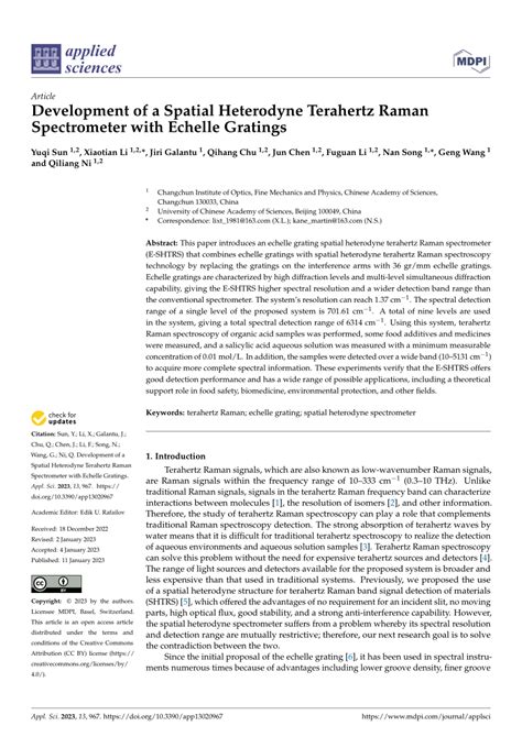 pdf development of a spatial heterodyne terahertz raman spectrometer