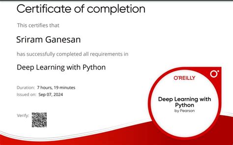 Sriram G On Linkedin Completed Deep Learning With Python