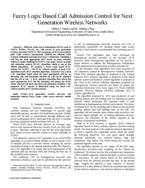 Pdf Fuzzy Logic Based Call Admission Control For Next Generation