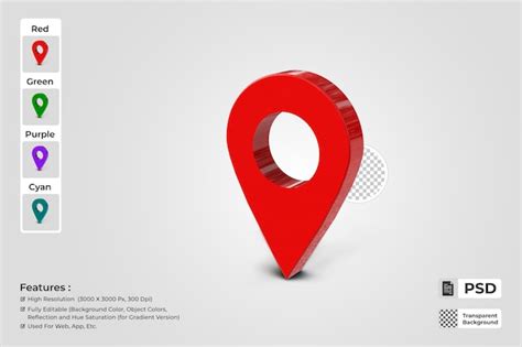 Premium Psd Red Realistic 3d Map Pin Gps Pointer Markers Pointer
