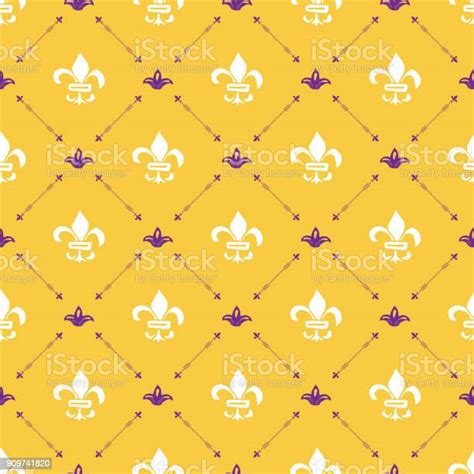 마디 그 라 완벽 한 패턴 벡터 일러스트입니다 손으로 그린된 스케치 낙서 Holyday 요소와 로얄 기호 벡터 일러스트 레이 션 Mardi Gras에 대한 스톡 벡터 아트