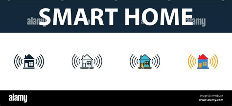 Smart Home Icon Set Four Simple Symbols In Diferent Styles From Smart Home Icons Collection