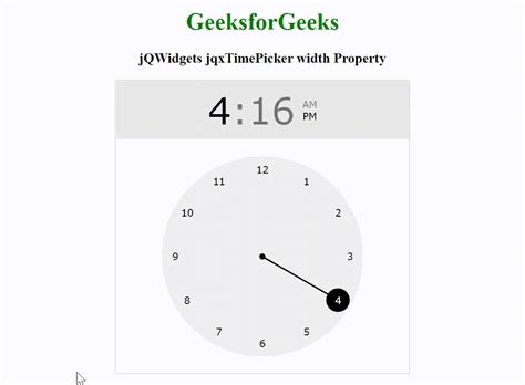 jqwidgets jqxtimepicker width property geeksforgeeks