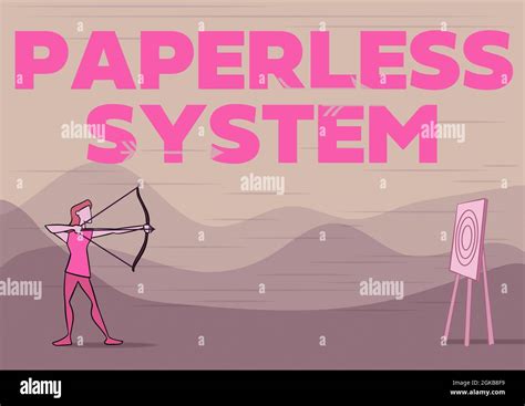 Conceptual Display Paperless System Business Idea Storage Or Communication Of Information In