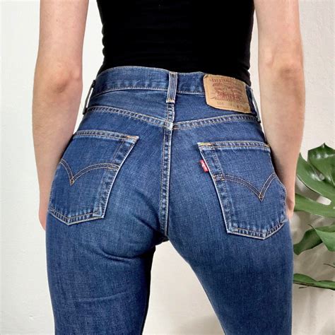 Sz 2526 Vintage 505 Dark Wash Slim Fit Straight Leg Levis Levi Jeans Women Tight Jeans Girls