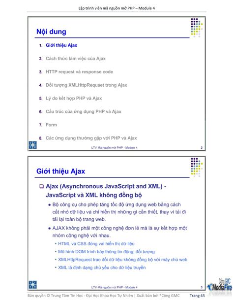 Bài Giảng Lập Trình Viên Mã Nguồn Mở Php Module 4 Bài 5 Ajax 1 Trường Đại Học Khoa Học Tự
