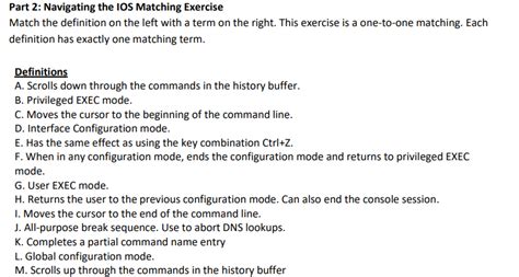 Solved Part 2 Navigating The IOS Matching Exercise Match Chegg Com