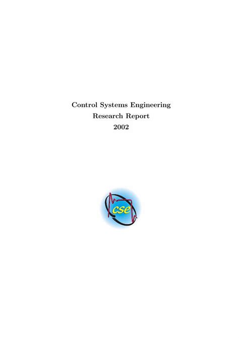 Pdf Control Systems Engineering Research Report 2002 Model Based Fault Detection And