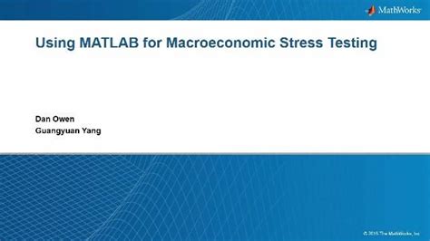 Using Matlab For Macroeconomic Stress Testing Matlab