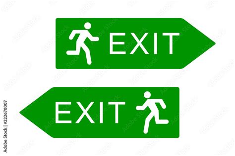 Exit Sign With Running Man Icon Green Emergency Exit Door Sign Isolated On White Background