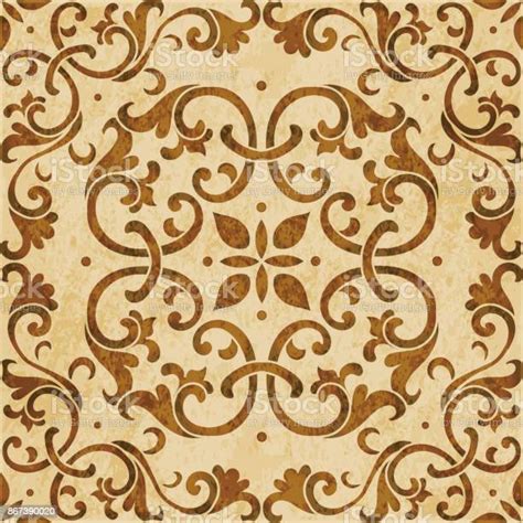 꽃 잎 덩굴을 교차 하는 레트로 브라운 수채화 텍스처 그런 지 완벽 한 배경 나선형 곡선 0명에 대한 스톡 벡터 아트 및 기타 이미지 0명 갈색 곡선 Istock