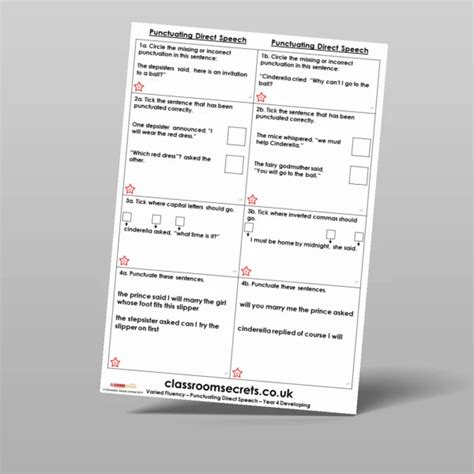 Year 4 Punctuating Direct Speech Varied Fluency Resource Classroom Secrets