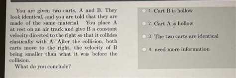 solved you are given two carts a and b they look