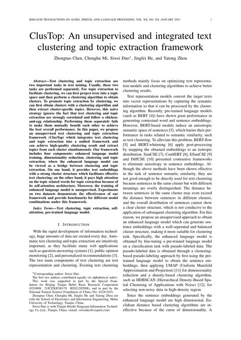 Pdf Clustop An Unsupervised And Integrated Text Clustering And Topic