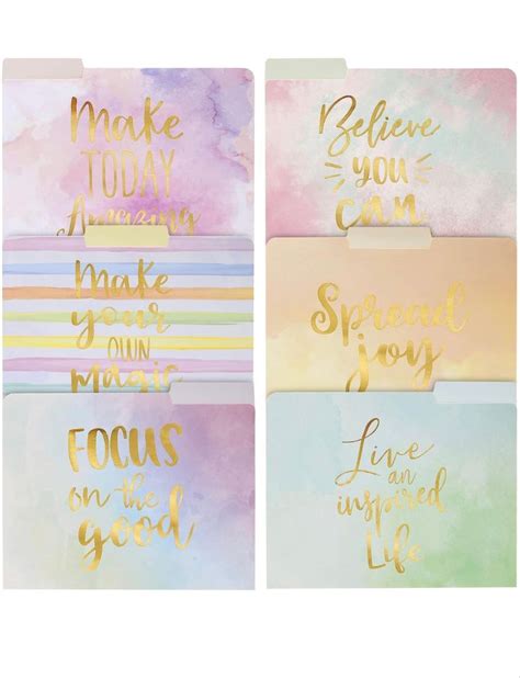 12 Pack Decorative File Folders Letter Size For Women Cute Pastel File Folders With