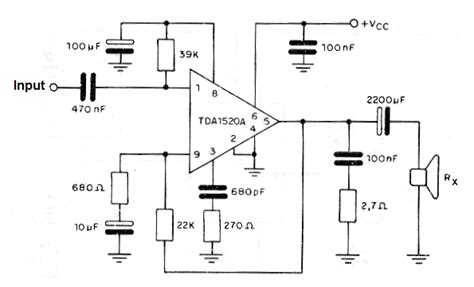 16 W Audio Amplifier Using The Tda1520 Cb444