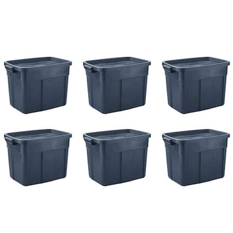 Rubbermaid Roughneck 18 Gal Rugged Stackable Storage Tote Container 6 Pack Rmrt180051 6pack