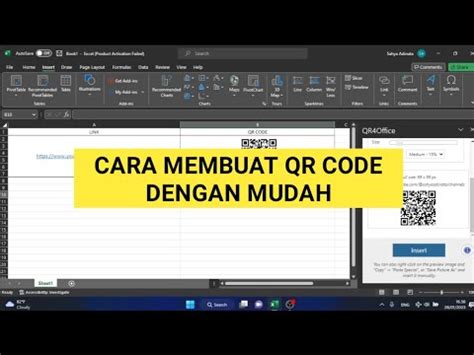 CARA MEMBUAT QR CODE Excel YouTube