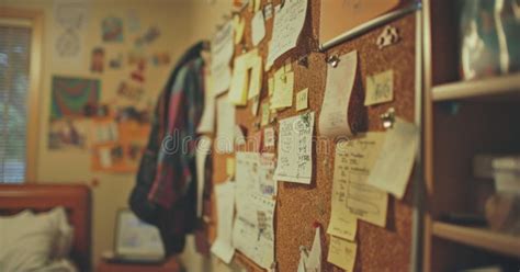 A Closeup Of A Cork Board In A Shared Bedroom Covered In Notes Todo Lists And Reminders For The