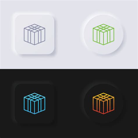 Box Icon Set Multicolor Neumorphism Button Soft Ui Design For Web